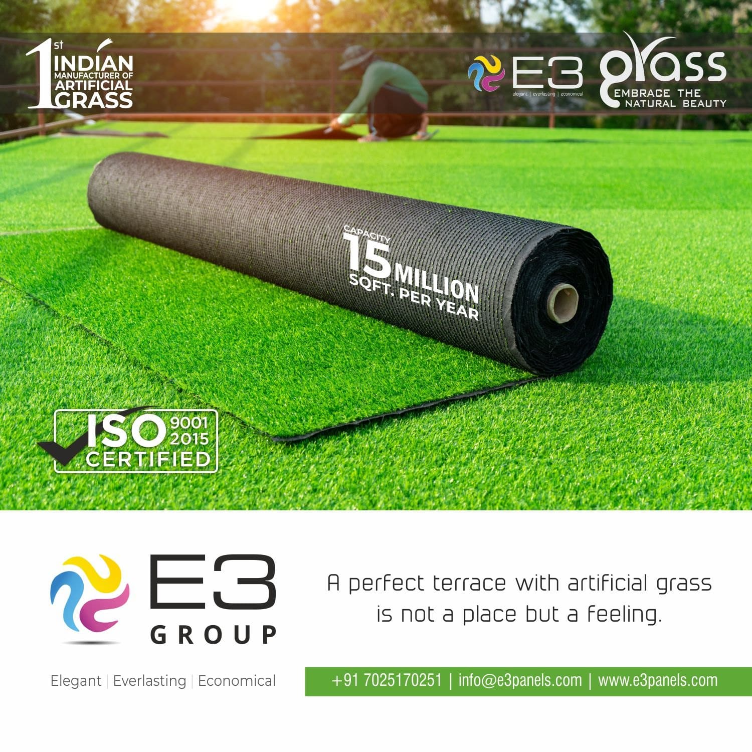 Premium Quality Artificial Grass - E3 Grass - AD-BY-U